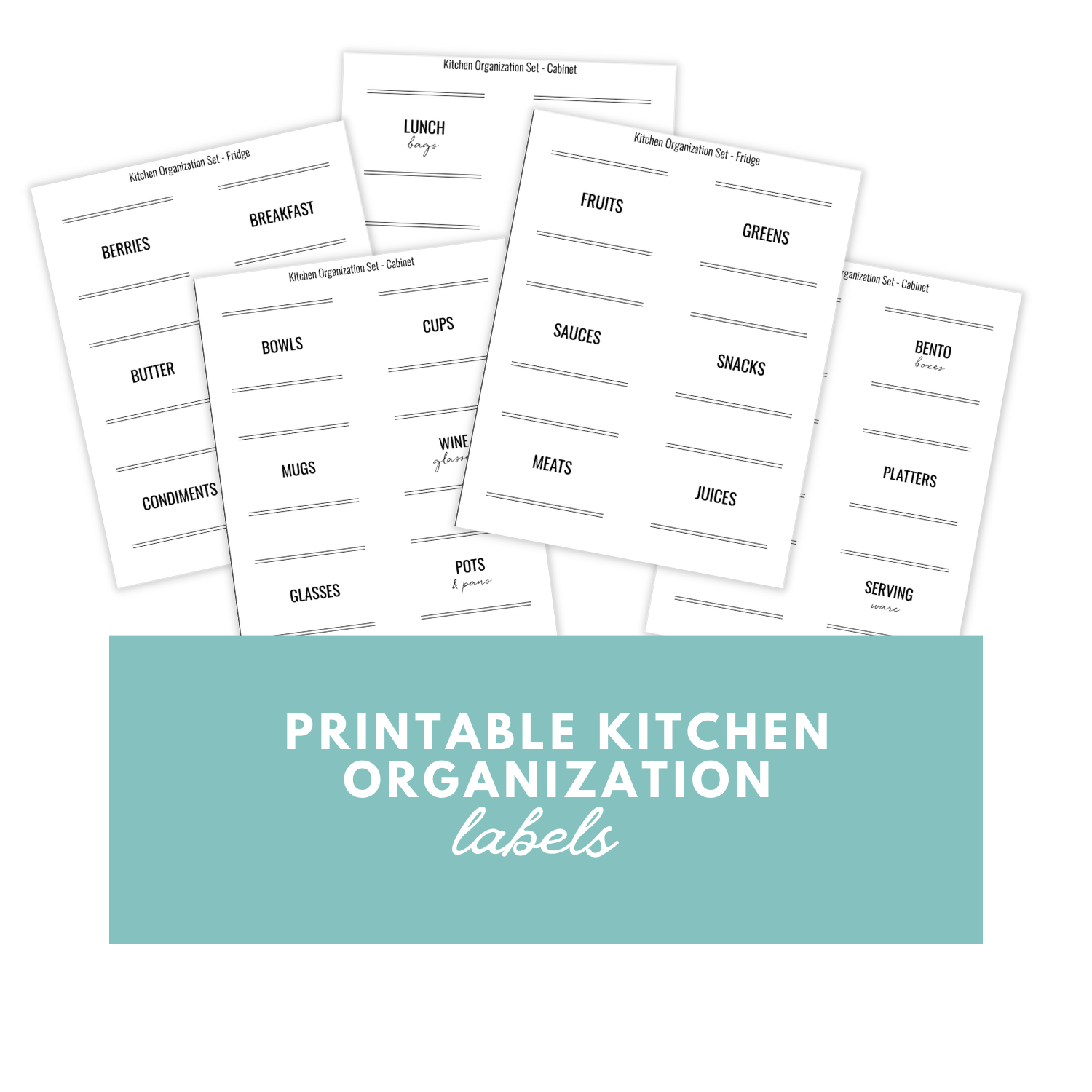 Printable Kitchen Organization Labels