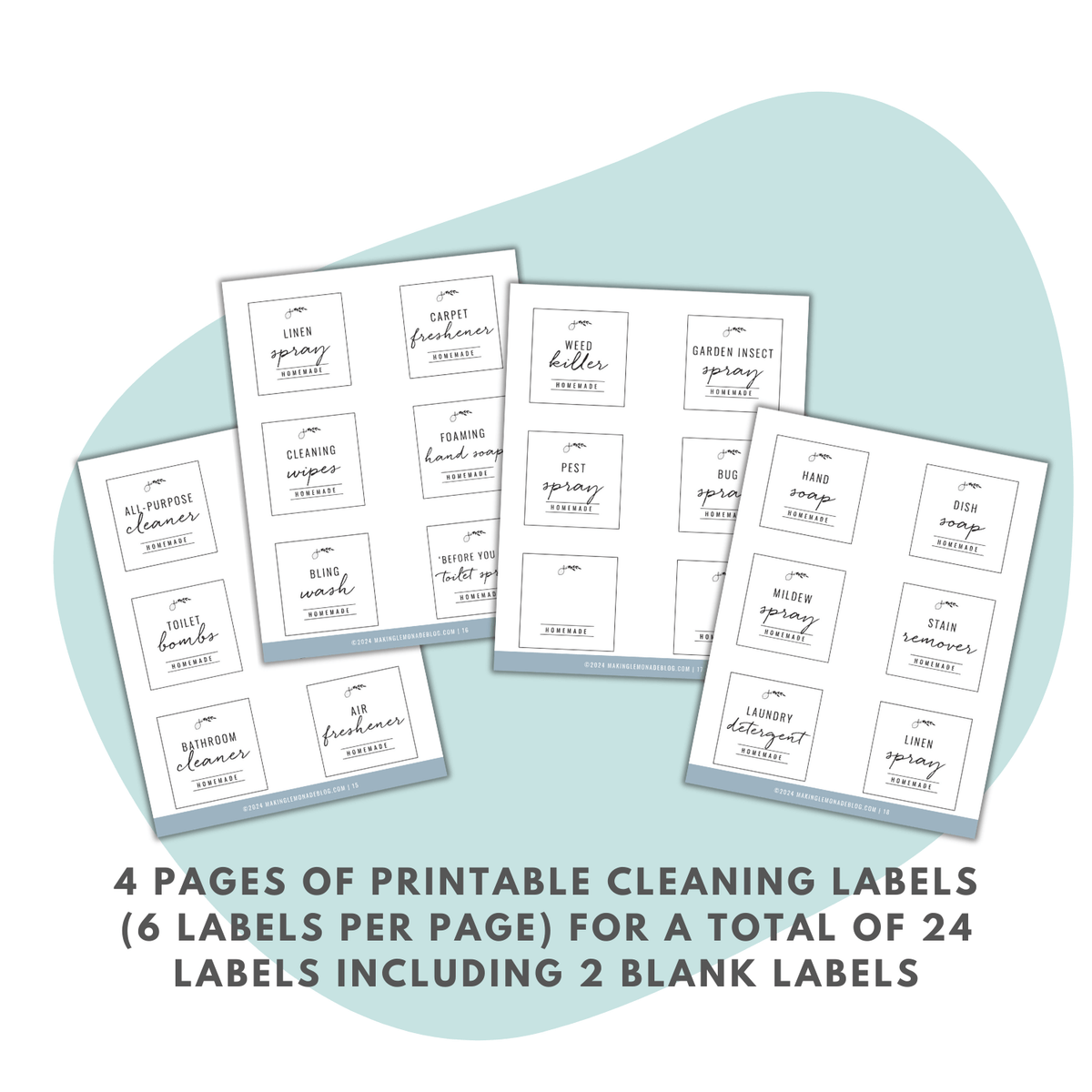 Homemade Cleaning Recipe Guide with Printable Labels