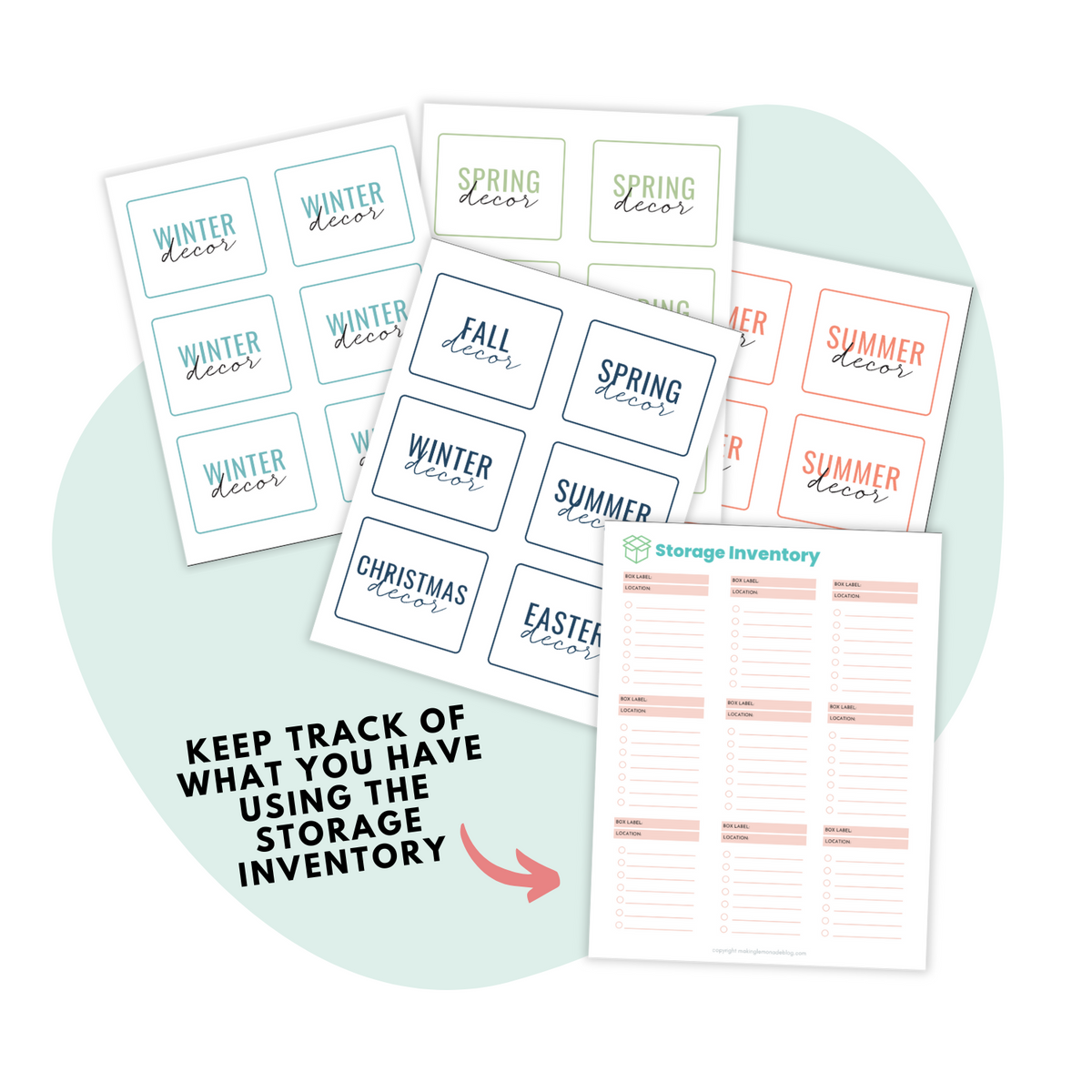 Printable Decor Storage Labels and Inventory Tracker