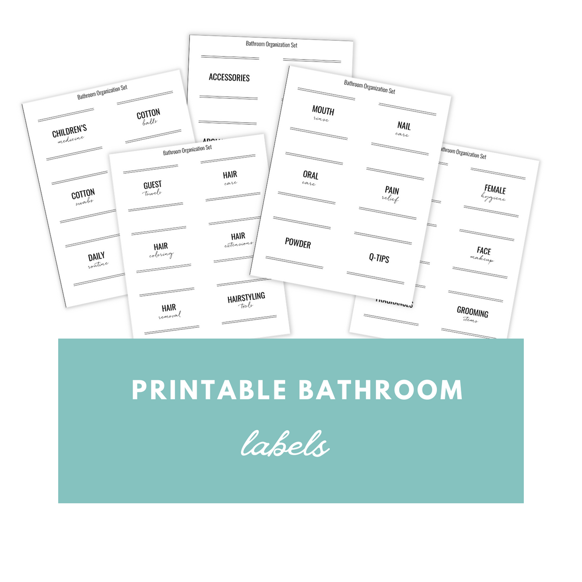 Printable Bathroom Organization Labels