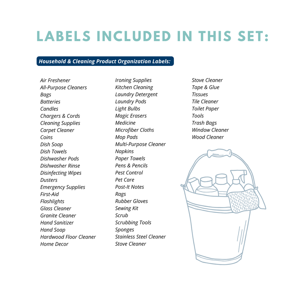 Printable Household & Cleaning Product Organization Labels