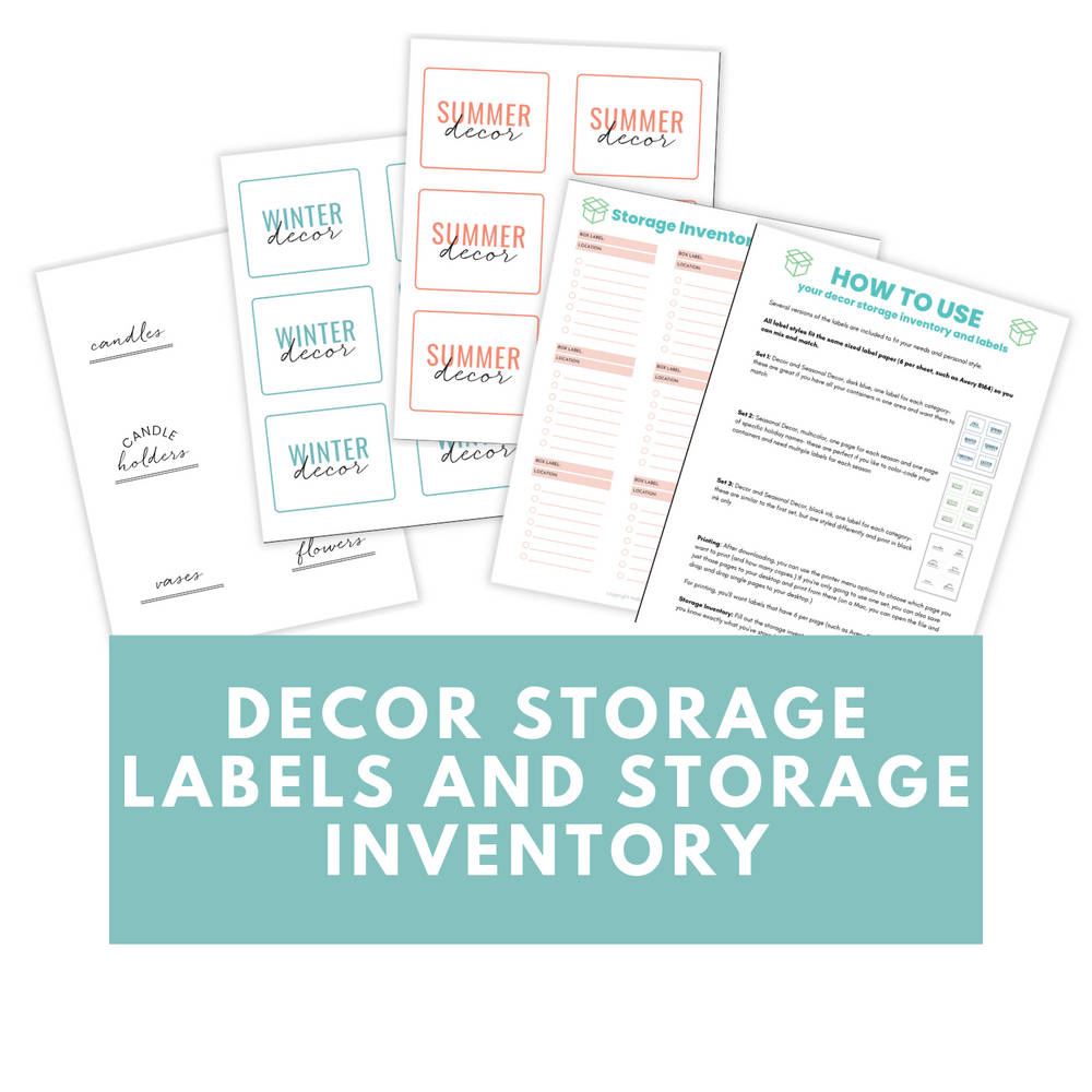 Printable Decor Storage Labels and Inventory Tracker