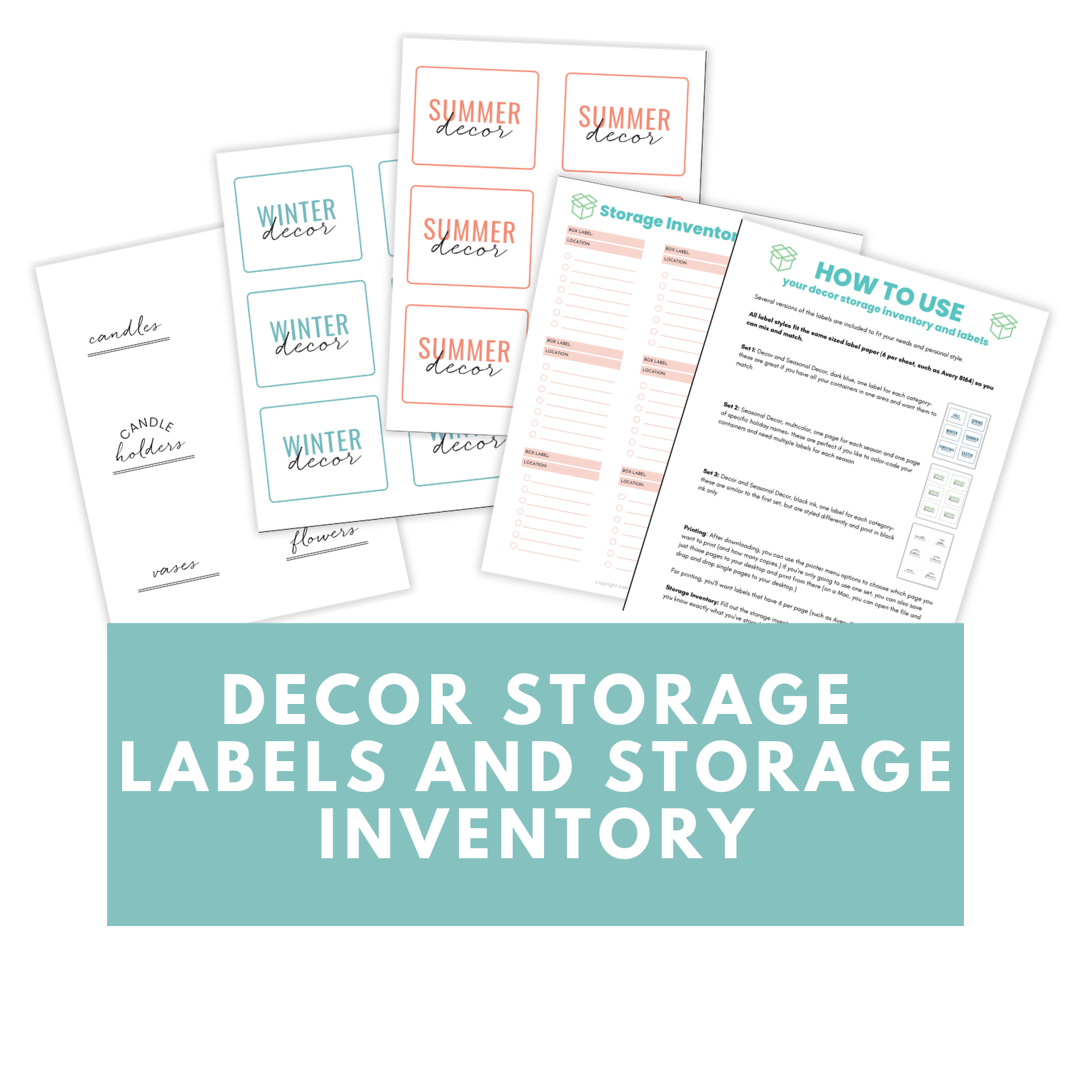 Printable Decor Storage Labels and Inventory Tracker