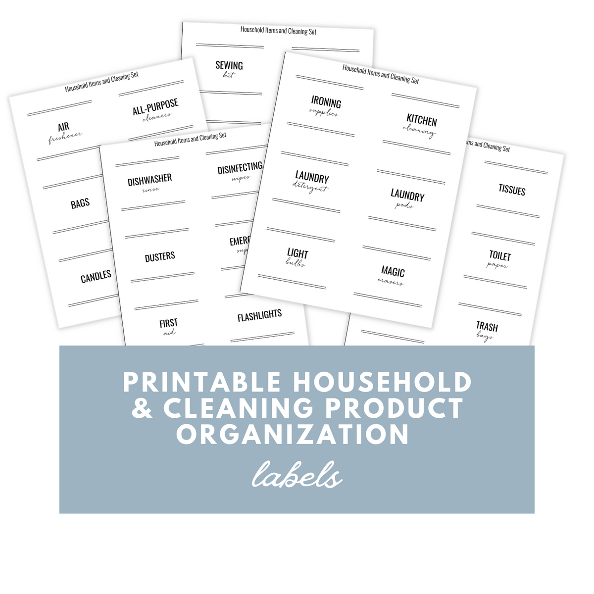 Printable Household & Cleaning Product Organization Labels